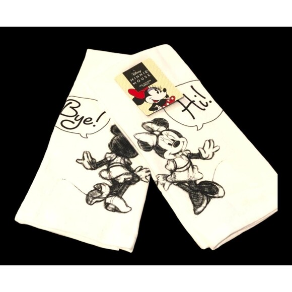Disney | Kitchen | Disney Minnie Mouse Hi And Bye Kitchen Towels Set Of ...